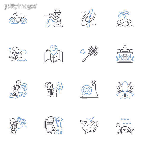 Outing line icons collection. Adventure, Fun, Exploration, Excursion ... Outing line icons collection. Adventure, Fun, Exploration, Excursion ...