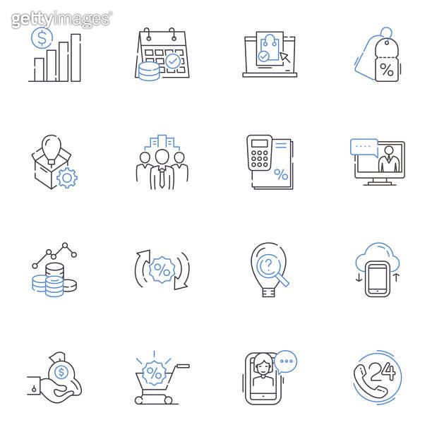 Portfolio line icons collection. Showcase, Collection, Display ...