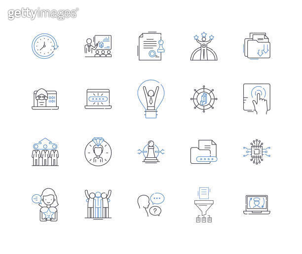 Strategic engagement line icons collection. Alignment, Collaboration ...