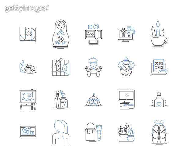 Determined venture line icons collection. Persistence, Tenacity ...