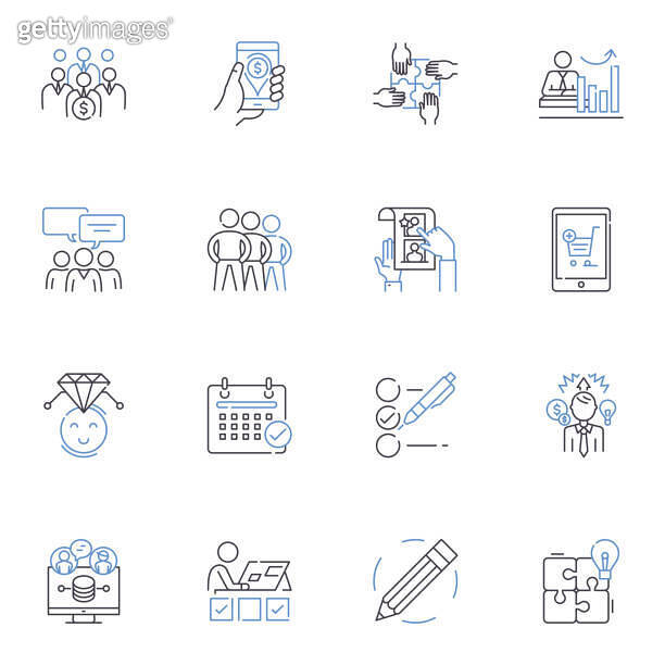 Resource management line icons collection. Optimization, Allocation ...