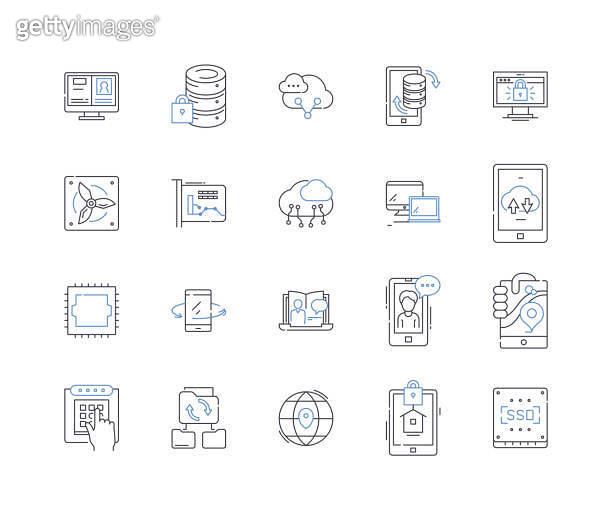 Software engineering line icons collection. Development, Algorithms ...
