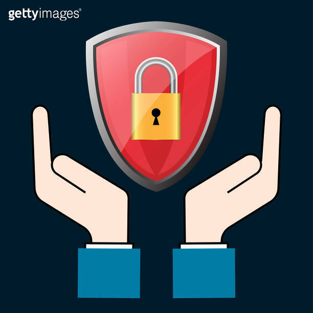 Hand holding shield protection graphic design. Protect and Security of ...