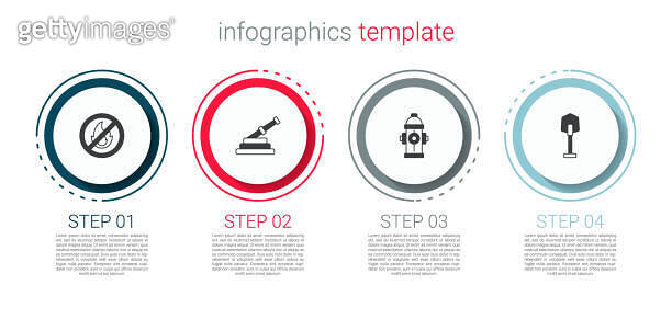Set No fire, Fire hose reel, hydrant and shovel. Business infographic ...