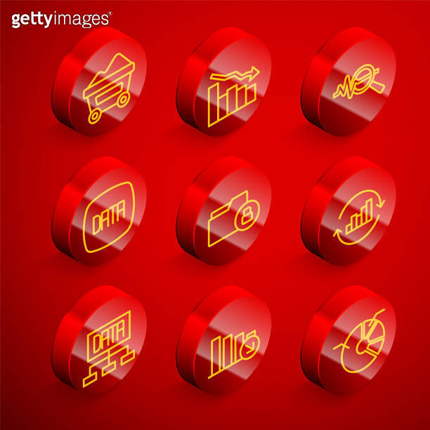 Set line Coal mine trolley, Financial growth decrease, Search data analysis, Data, Folder and ...