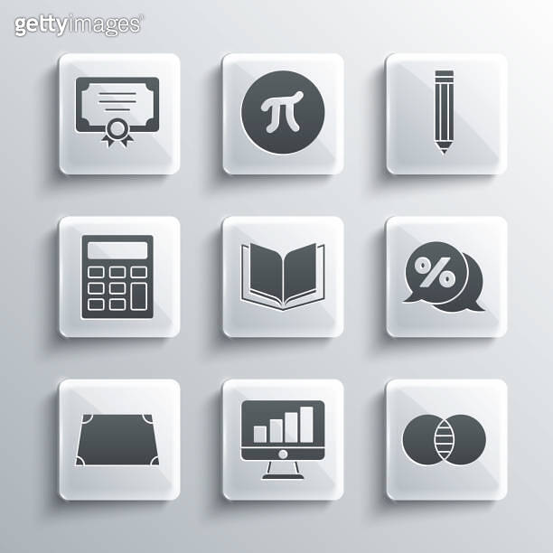 Set Computer monitor with graph chart, Mathematics sets A and B ...