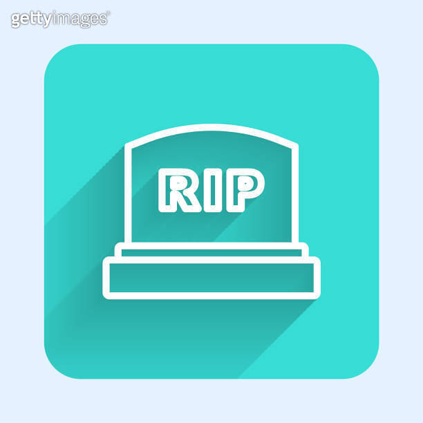 White line Tombstone with RIP written on it icon isolated with long ...