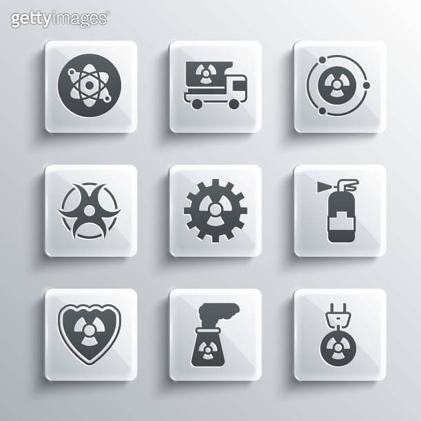 Set Nuclear power plant, Radiation electrical plug, Fire extinguisher ...