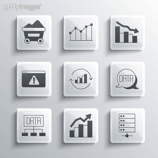 Set Financial growth, Server, Data analysis, Pie chart infographic, Browser with exclamation ...
