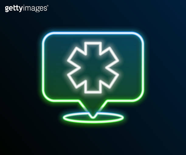 Glowing neon line Medical symbol of the Emergency - Star of Life icon ...