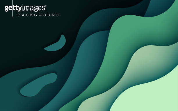 Multi layers green color texture 3D papercut layers in gradient vector ...