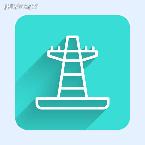 White line Electric tower used to support an overhead power line icon ...