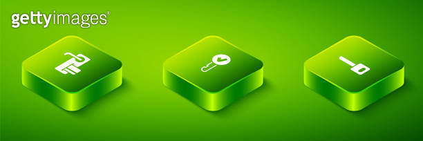 Set Isometric Key, and Digital door lock icon. Vector 이미지 (1487094841 ...