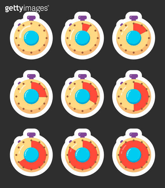 Timer time countdown. Sticker Bookmark. Stopwatch watch device. Vector ...