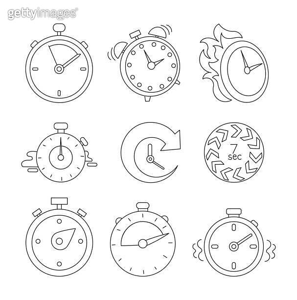 Timer time countdown. Coloring Page. Stopwatch watch device. Vector ...