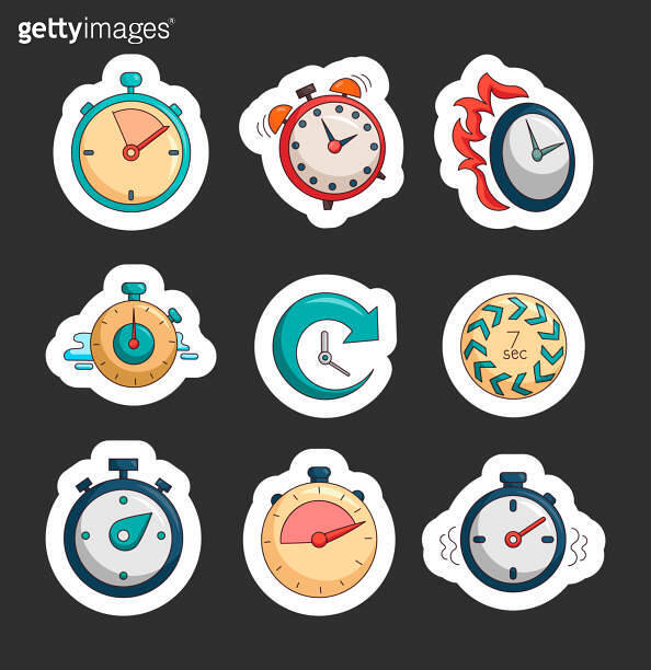 Timer time countdown. Sticker Bookmark. Stopwatch watch device. Vector ...