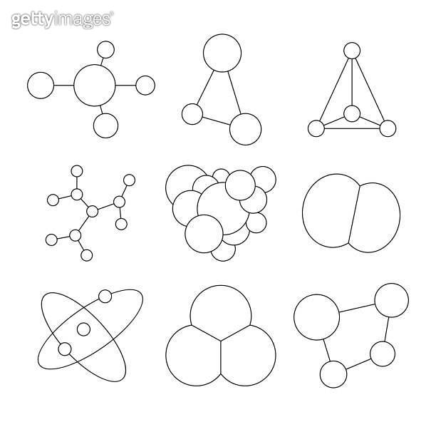 Molecule different shape. Coloring Page. Atom science symbol. Vector ...