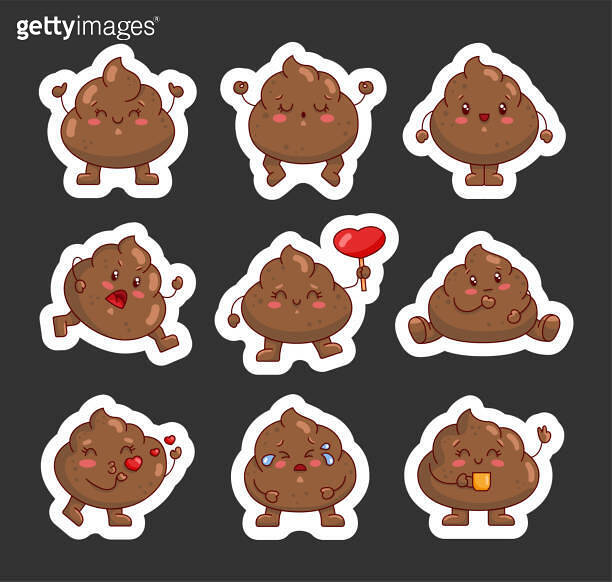 Cute funny poop with arms and legs. Sticker Bookmark. Cartoon kawaii ...