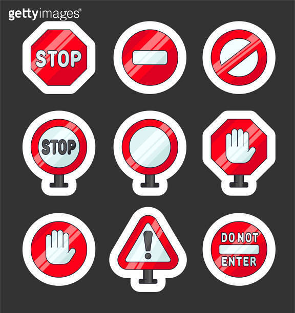 Stop sign, block, prohibited. Sticker Bookmark. Road traffic regulatory ...