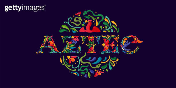 Aztec banner with Mexican colorful and ornate ethnic pattern ...