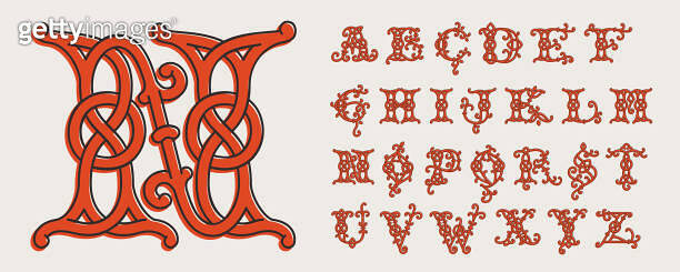 A to Z monograms. Celtic alphabet. Insular style initials with knots ...