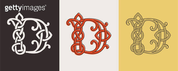 Celtic D monograms set. Insular style initial with authentic knots and ...