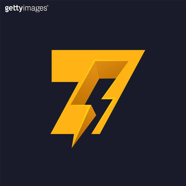 7 logo. Number seven with negative space lightning. Flash vector ...