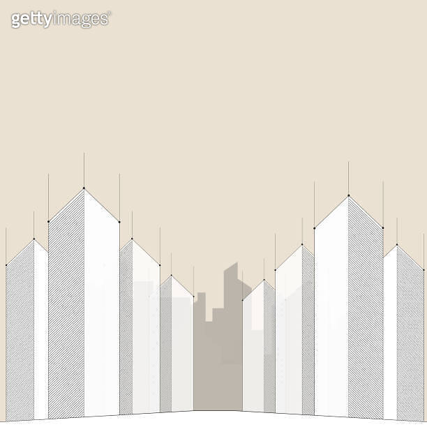 Architectural background. Tall buildings line art banner for website ...