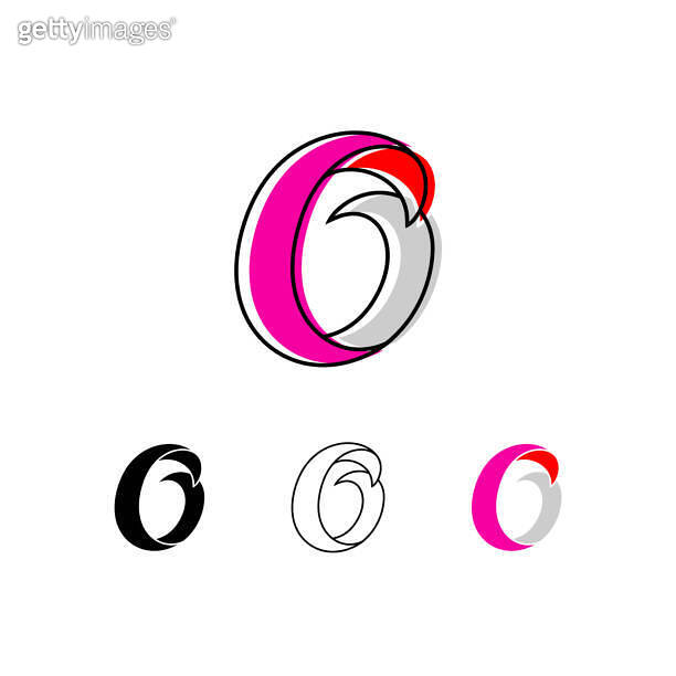 Colorful curvy letter O, handwritten script alphabet, cursive ...
