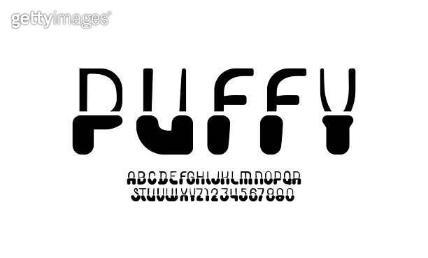 Playful black font, joyful puffy alphabet, fanny cartoons rounded ...