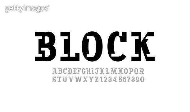 Slab serif font alphabet, cutting block letters from A - Z and numbers ...