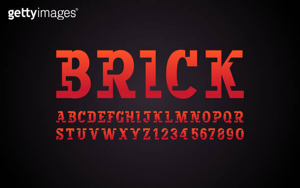 Slab serif font alphabet, cutting block letters from A - Z and numbers ...
