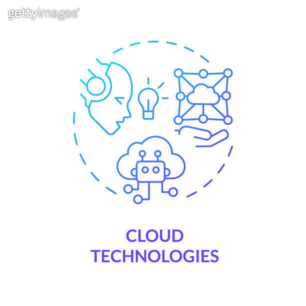 2D gradient thin line icon cloud technologies concept 이미지 (1718054404 ...