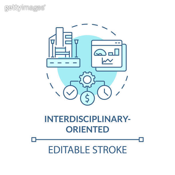 Thin line blue interdisciplinary oriented icon concept 이미지 (1874465478 ...