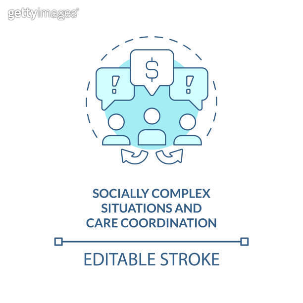 Line icon socially complex situations and care coordination (1743985425 ...
