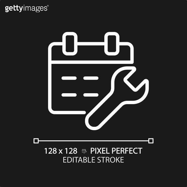 2D customizable thin line white car service icon 이미지 (1675523670) - 게티이미지뱅크