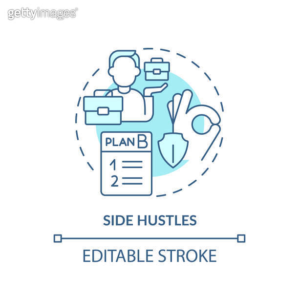 Thin line simple blue side hustles icon concept 이미지 (1875958831) - 게티이미지뱅크