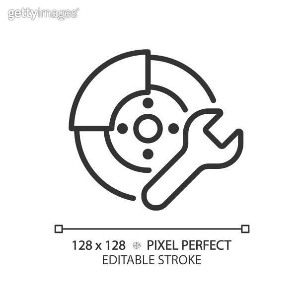 2D customizable thin line black car disc brake repair icon 이미지 ...