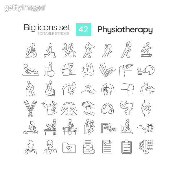 Physiotherapy linear icons set 이미지 (1573467268) - 게티이미지뱅크
