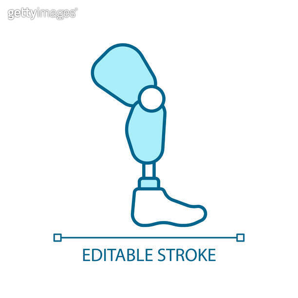 2D customizable thin line blue prosthetic leg icon (1714647493) 일러스트 ...