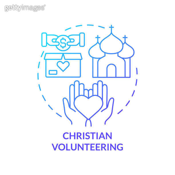 Christian volunteering blue gradient concept icon 이미지 (1483007789) - 게티 ...