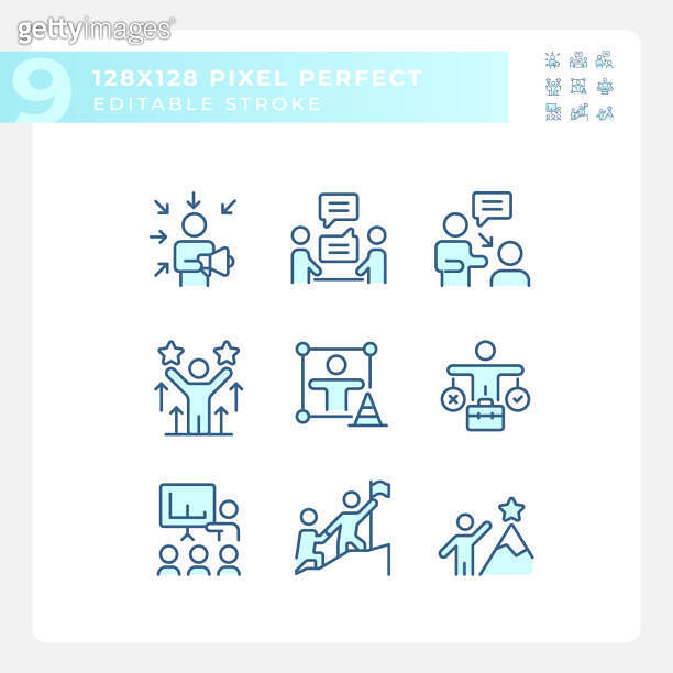 Editable pixel perfect blue soft skills icons collection 이미지 ...