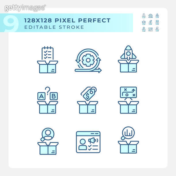 Editable pixel perfect blue product management icons (1550073433) 일러스트 ...