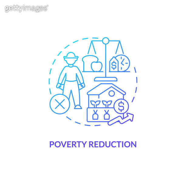 Poverty reduction blue gradient concept icon (1479264847) - 게티이미지뱅크