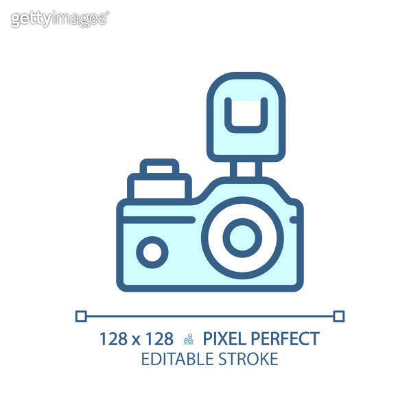 2D customizable thin linear blue camera icon 이미지 (1658992090) - 게티이미지뱅크