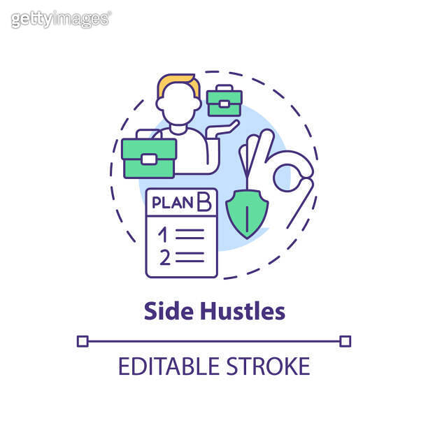 Thin line simple colorful side hustles icon concept 이미지 (1874430534 ...