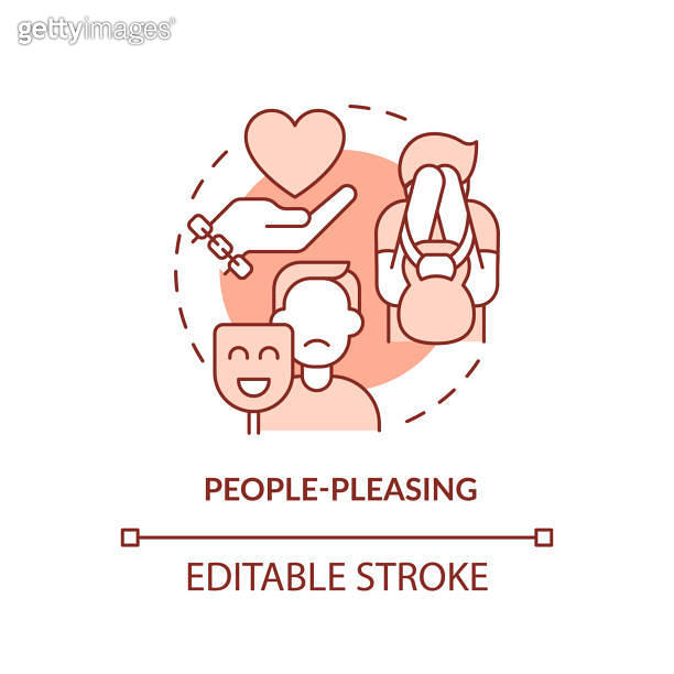 2D red linear icon people pleasing concept 이미지 (1727415040) - 게티이미지뱅크