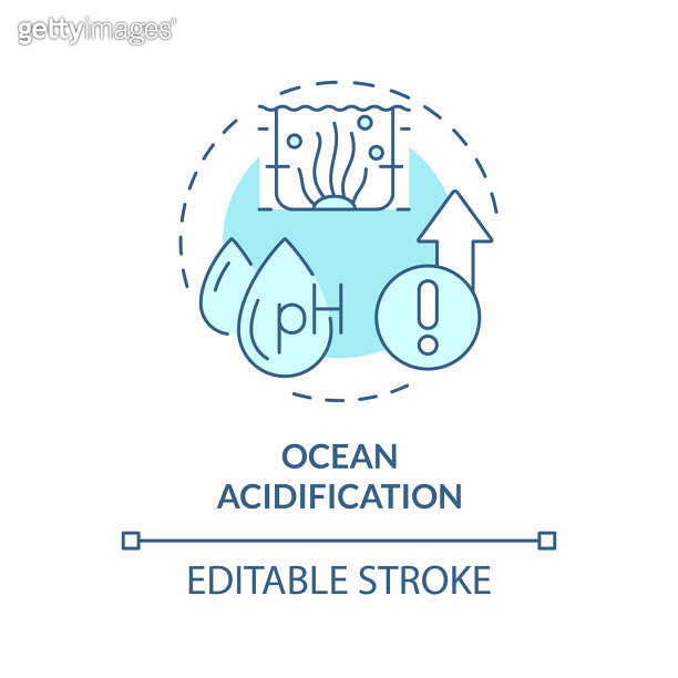 Thin linear blue icon ocean acidification concept (1791143061) 일러스트, 무료 ...
