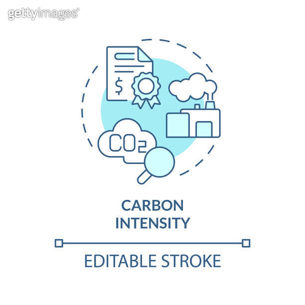 Thin linear blue icon carbon intensity concept 이미지 (1791143070) - 게티이미지뱅크