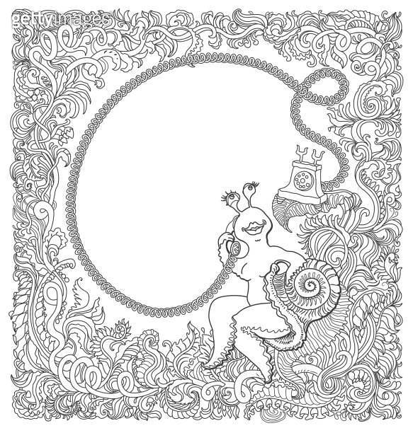 Vector black and white contour thin line Adults Coloring book page ...